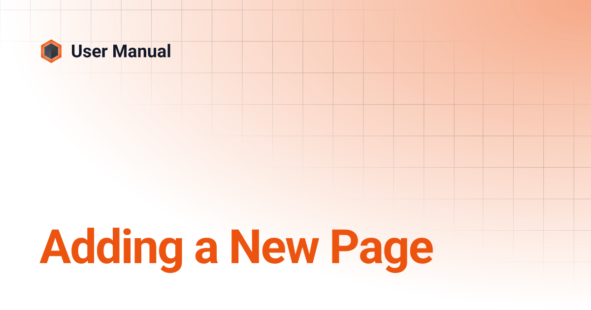 Adding a New Page | User Manual